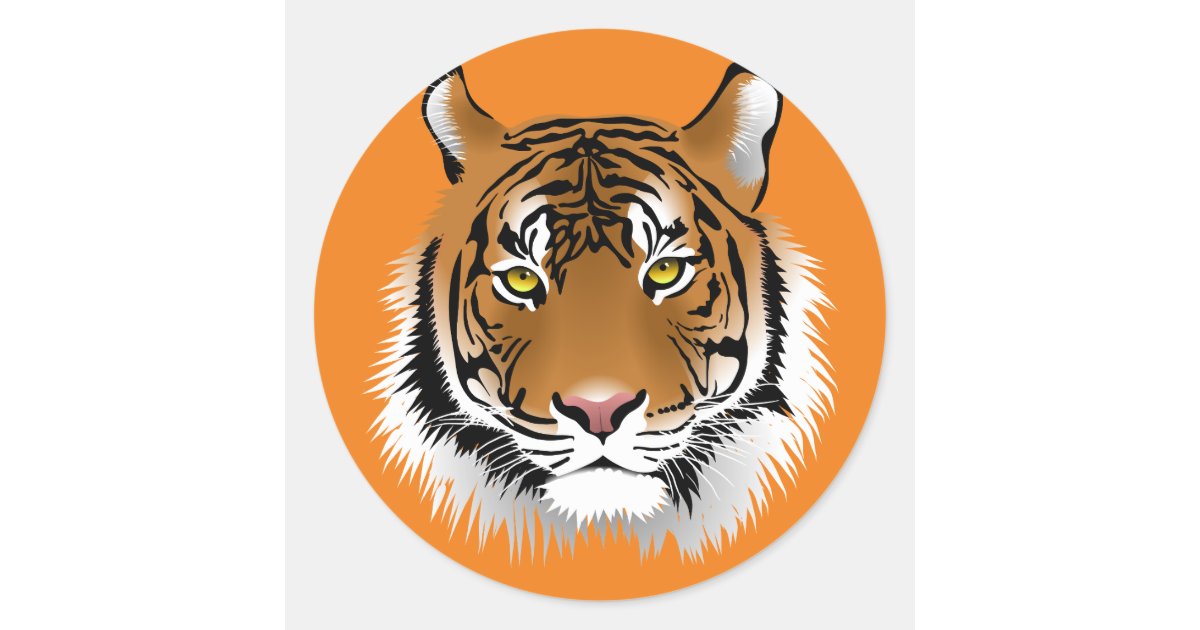 TIGER CLASSIC ROUND STICKER | Zazzle