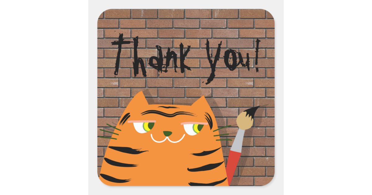Tiger Thank You Square Sticker | Zazzle