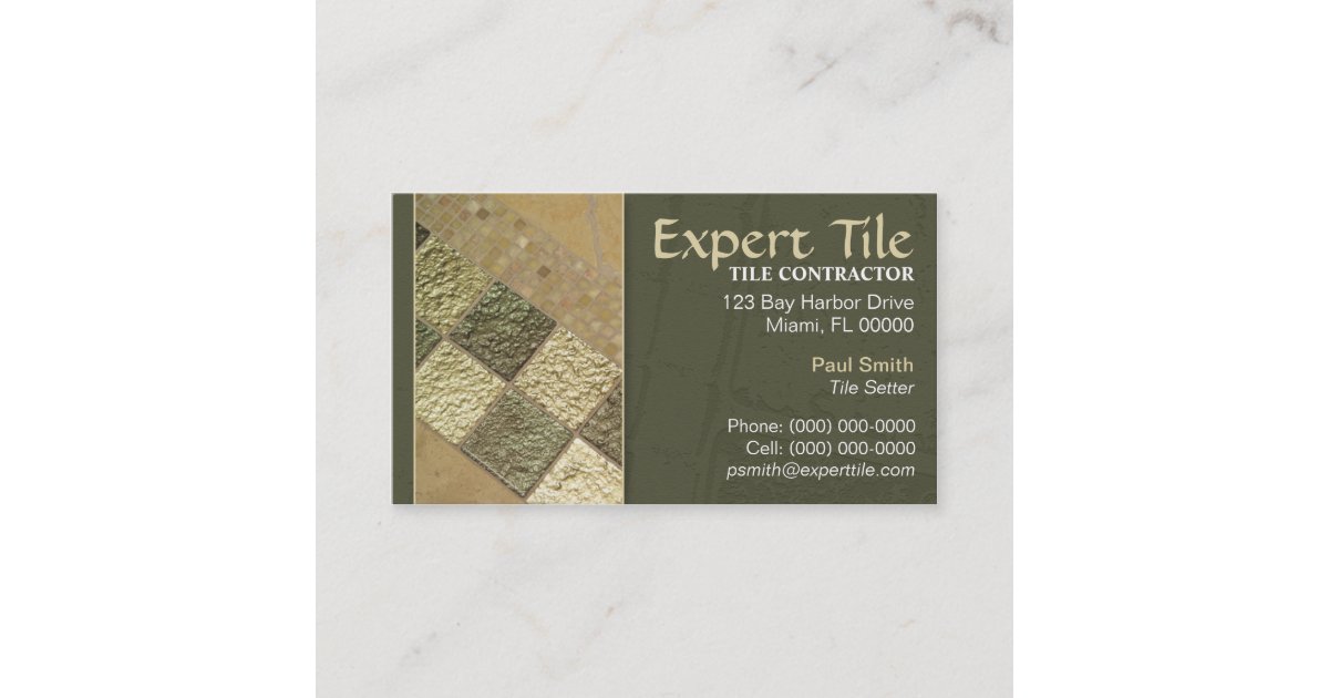 Tile Contractor Business Card | Zazzle