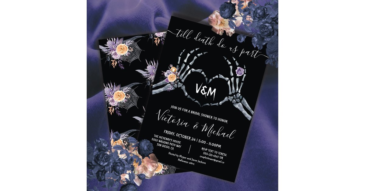Till death do us Part Skeleton heart Hands Wedding Invitation | Zazzle