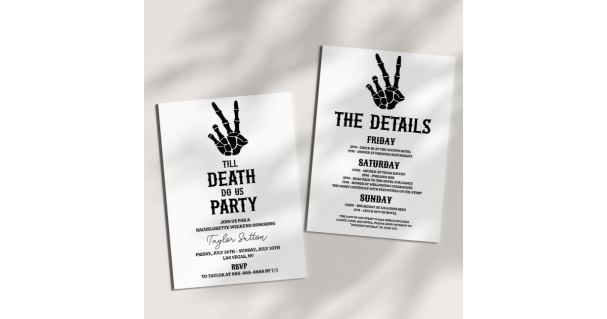 Till Death Do Us Party Bachelorette Weekend Party Invitation | Zazzle