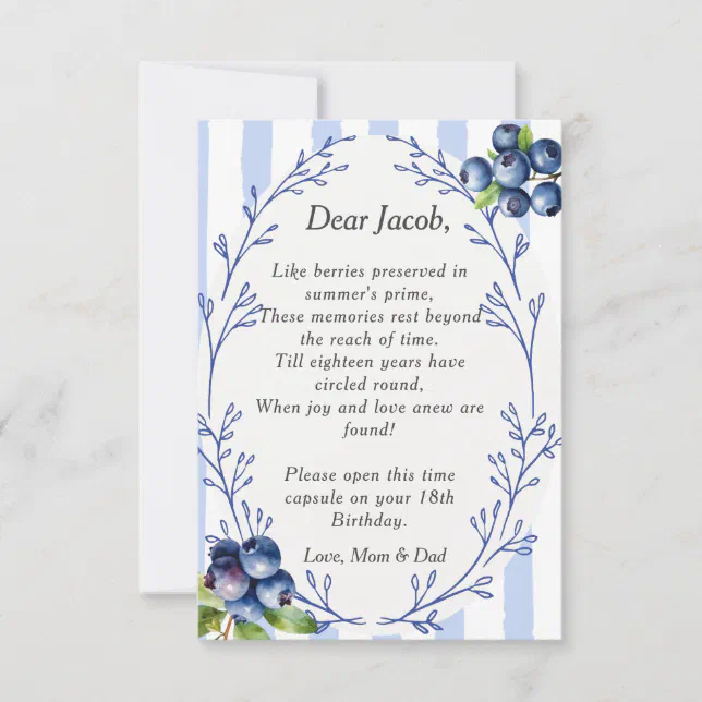 Time Capsule Poem Blueberry Letter note Invitation | Zazzle