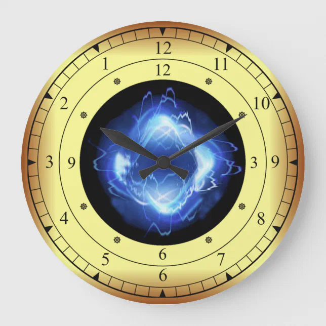 Time Machine ~ Glowing Blue Wave Time Portal ~ Large Clock | Zazzle