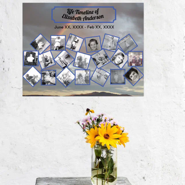 Timeline Photo Collage with Rainbow Poster | Zazzle