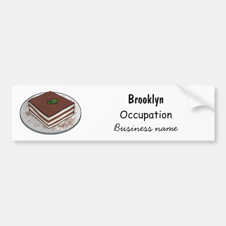 Tiramisu cake cartoon illustration bumper sticker | Zazzle