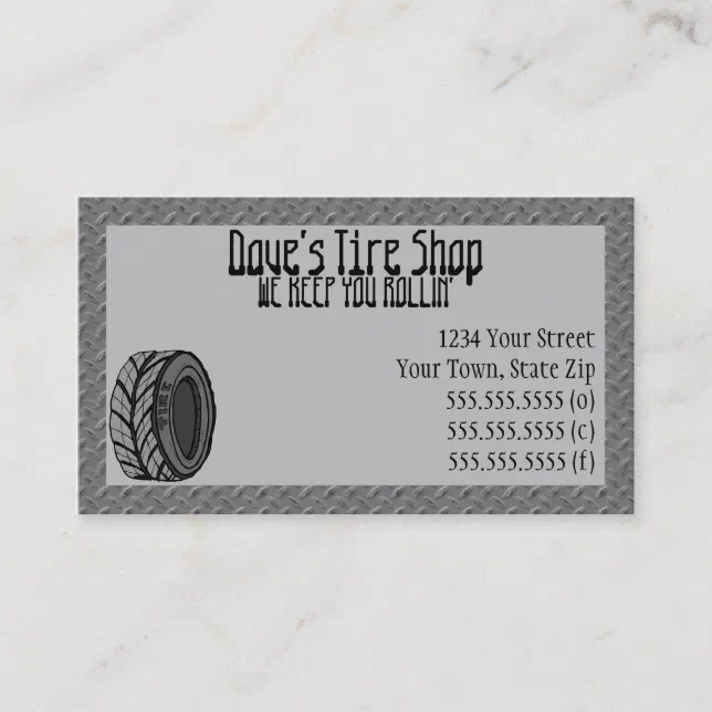 Tire Shop Business Cards | Zazzle