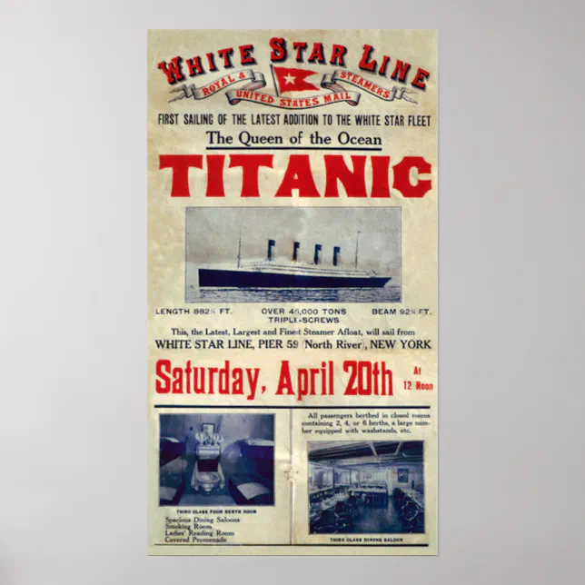 Titanic Arrival Welcome Advert April 20th 1912 Poster | Zazzle