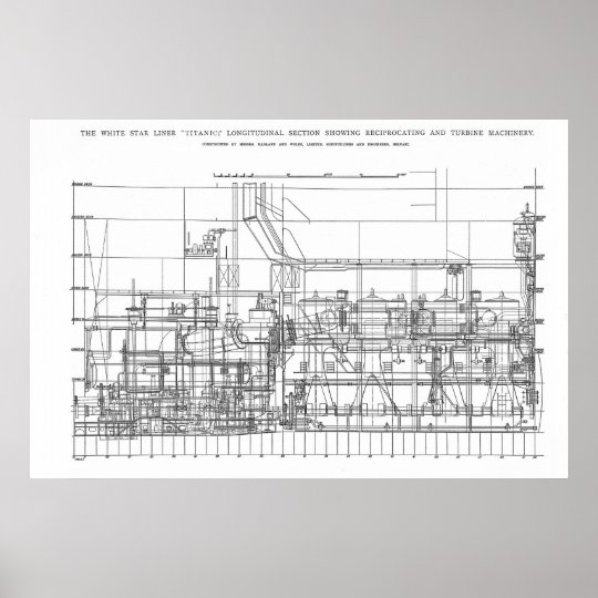 Titanic Engine Profile Plan Poster | Zazzle.co.uk