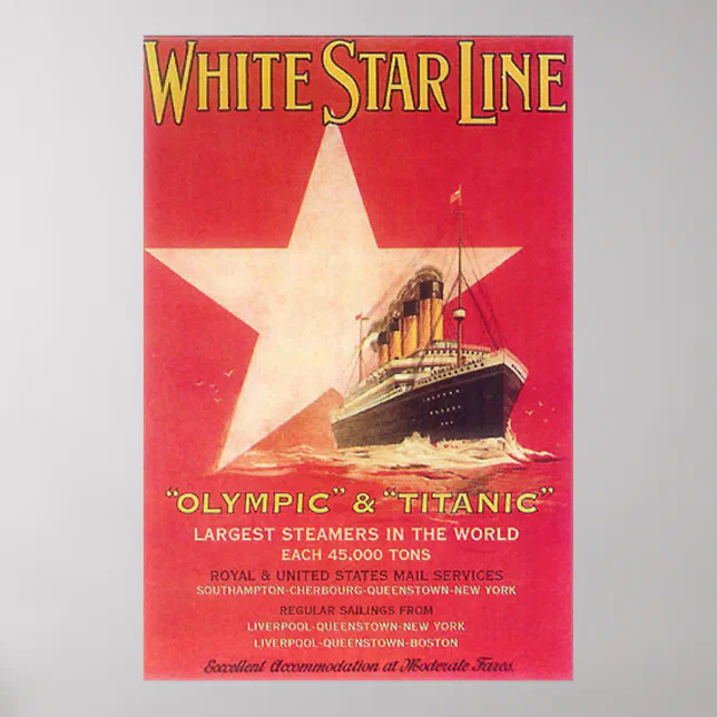 Titanic White Star Line Vintage Poster | Zazzle