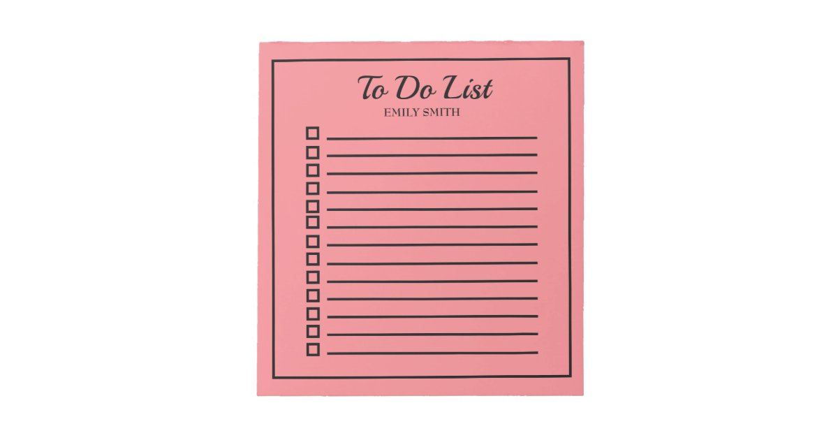 To Do List Lined Checkboxes Pink Black Notepad | Zazzle
