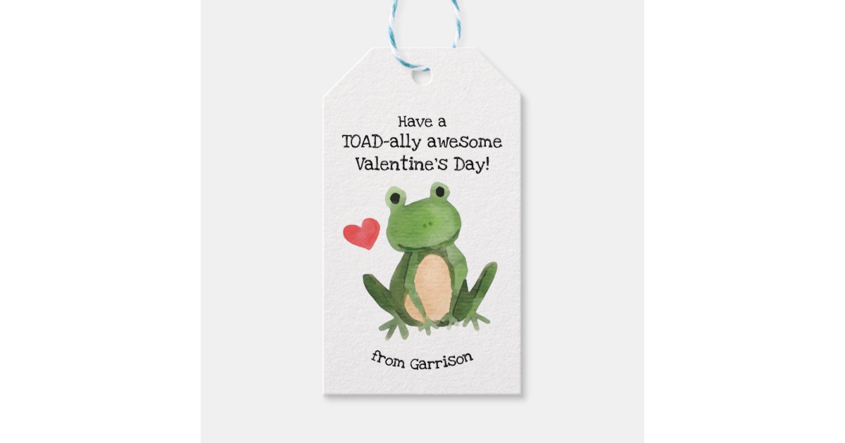 Toad-ally Awesome Valentine's Day Tags | Zazzle