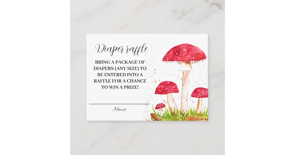 Toadstools Mushrooms Diaper Raffle Baby Shower Enclosure Card | Zazzle