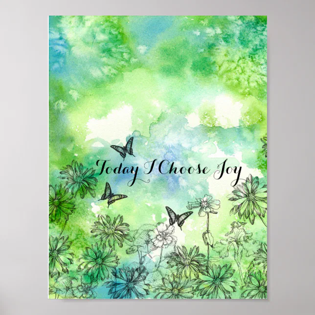 Today I Choose Joy Inspiration Positive Words Poster | Zazzle