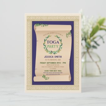 Toga Party Ancient Roman Birthday Ivy Scroll Invitation | Zazzle