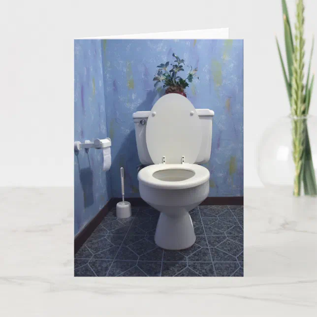 Toilet in bathroom greeting card | Zazzle