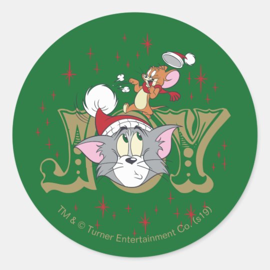 Tom and Jerry Holiday Joy Classic Round Sticker | Zazzle.co.uk
