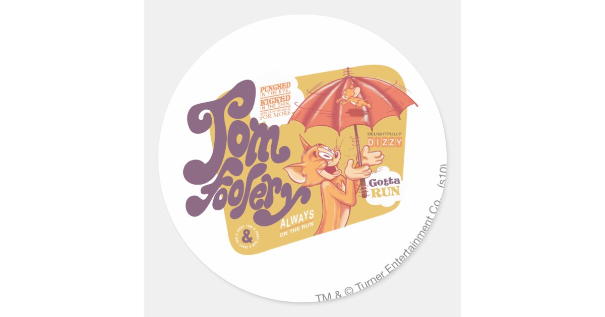 Tom and Jerry Tom Foolery Classic Round Sticker | Zazzle