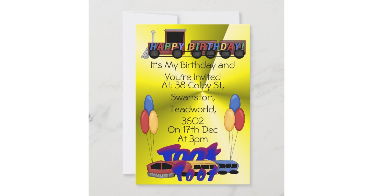 Toot Toot Birthday Invitation | Zazzle