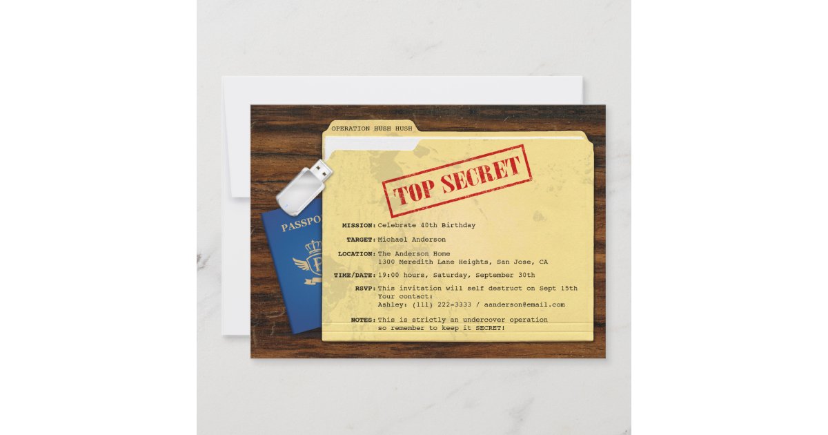 Top Secret Agent Mission Surprise Party Invitation | Zazzle