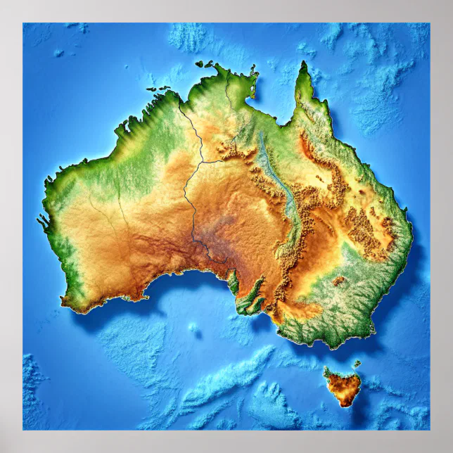 Topographic Map Australia Poster | Zazzle