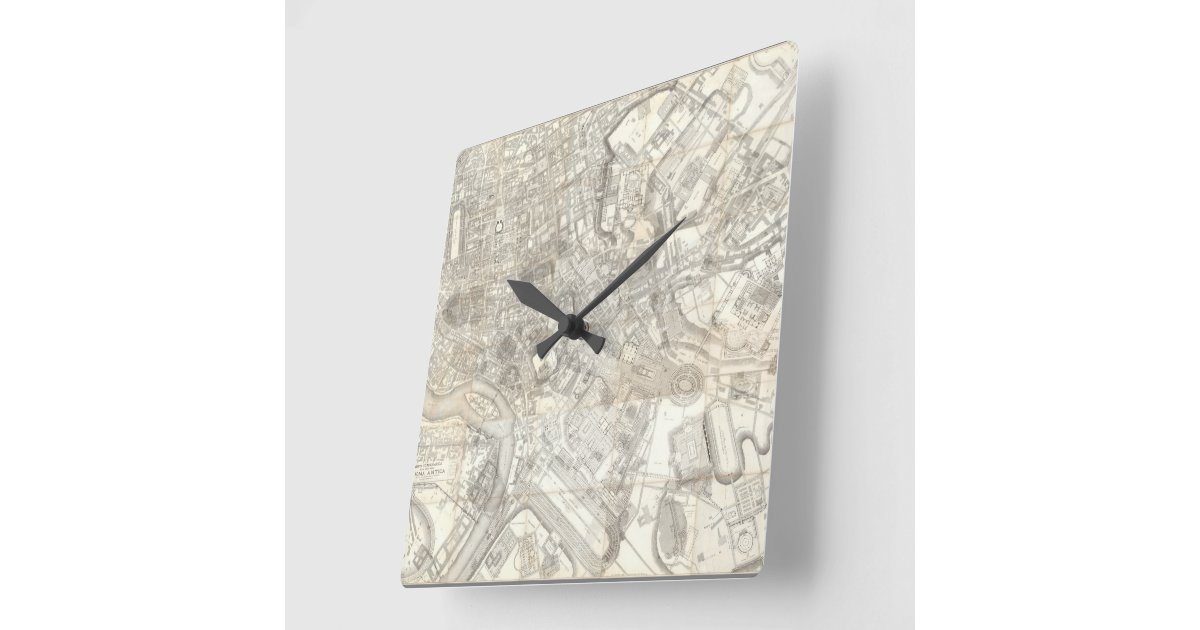 Topographic Map of Ancient Rome, Italy Square Wall Clock | Zazzle