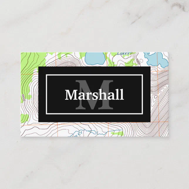 Topographic Map with Your Name and Monogram Business Card | Zazzle