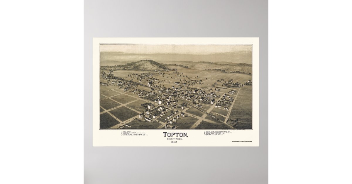 Topton, PA Panoramic Map - 1893 Poster | Zazzle