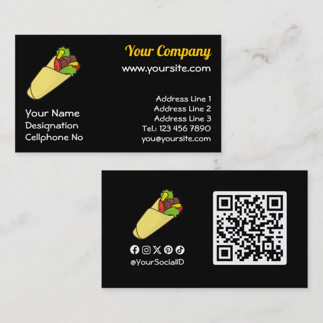 Tortilla Sandwich Wrap Business Card | Zazzle