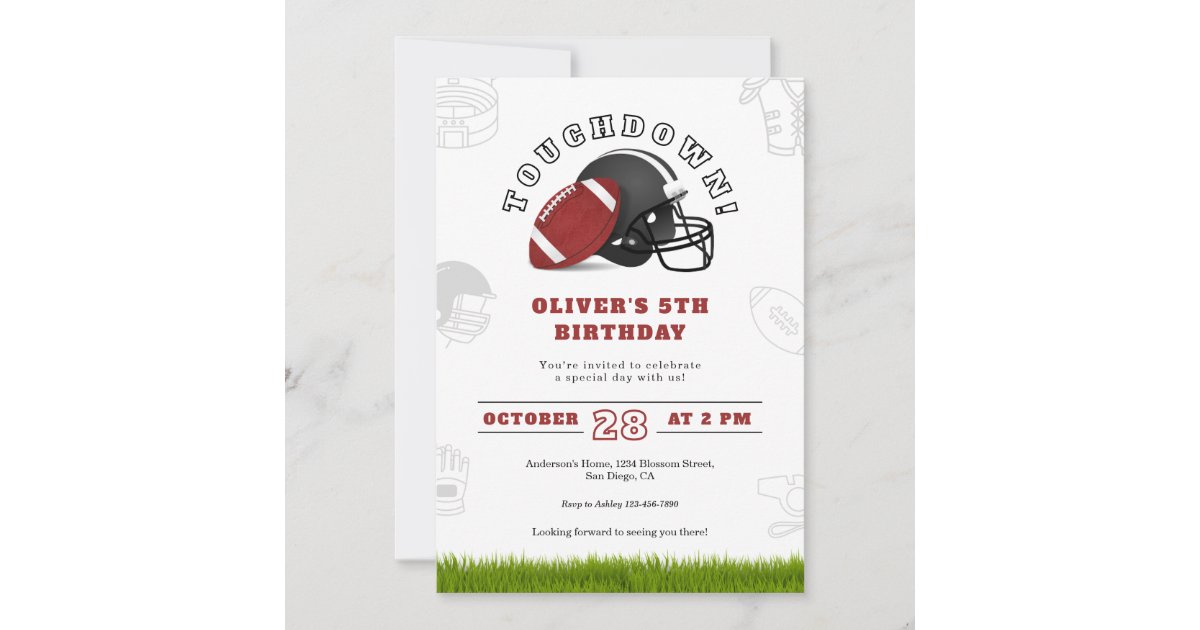 Touchdown Birthday Invitation | Zazzle