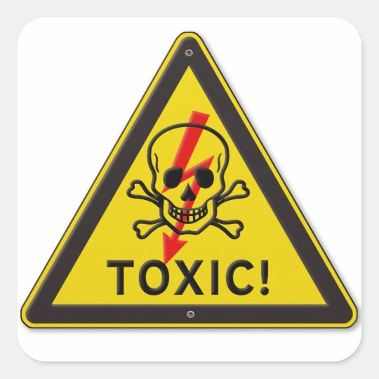 Toxic Skull And Crossbones Warning Road Sign Square Sticker Zazzle co uk