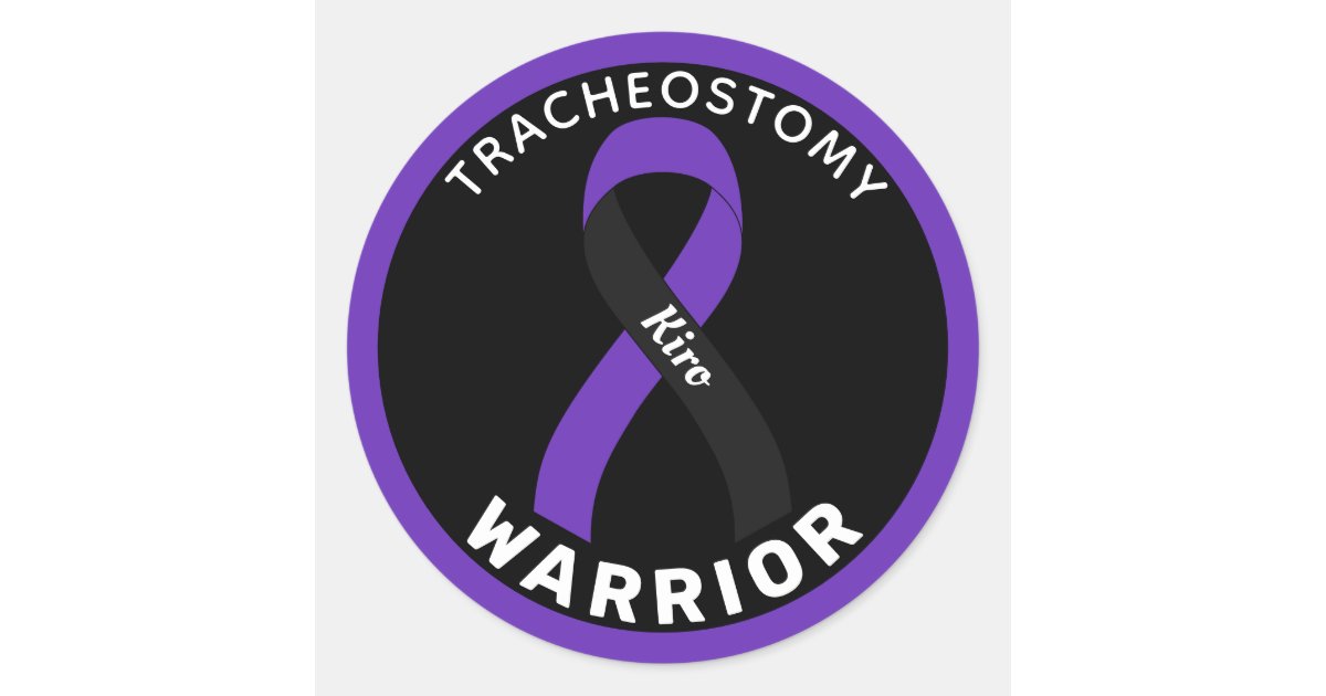 Tracheostomy Warrior Ribbon Black Round Sticker | Zazzle