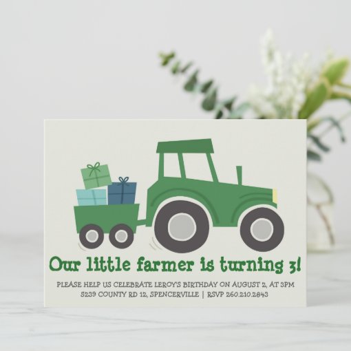 Tractor Birthday Party Invite | Zazzle