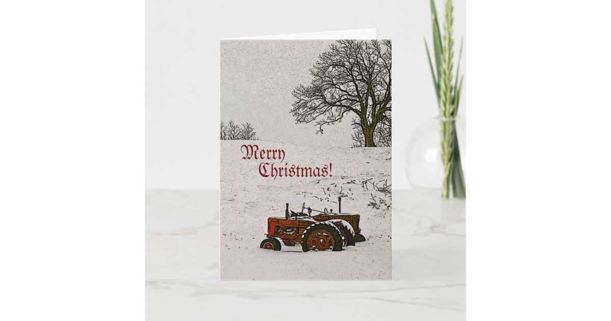 Tractor Christmas Card | Zazzle