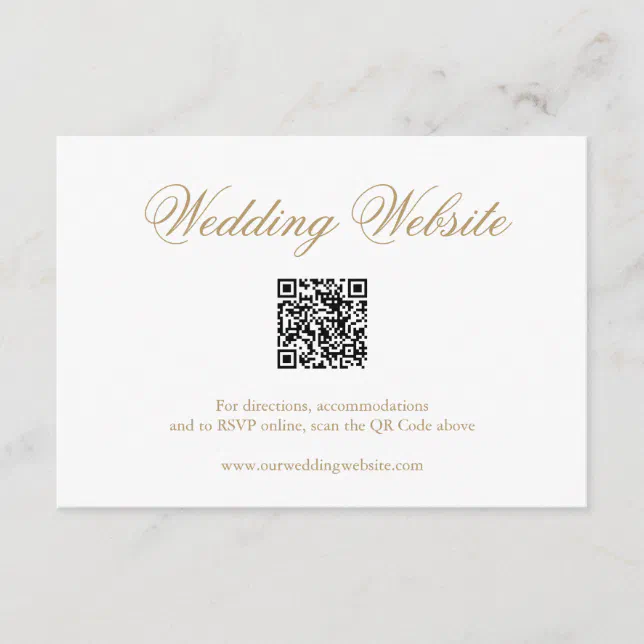 Traditional Gold Formal QR Code Elegant Wedding Enclosure Card | Zazzle