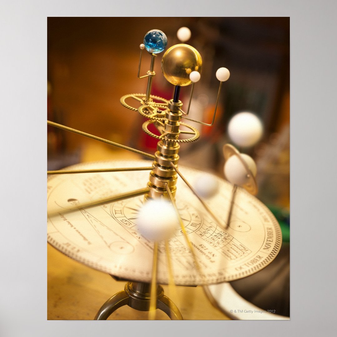 Traditional handcrafted brass orrery with the poster | Zazzle