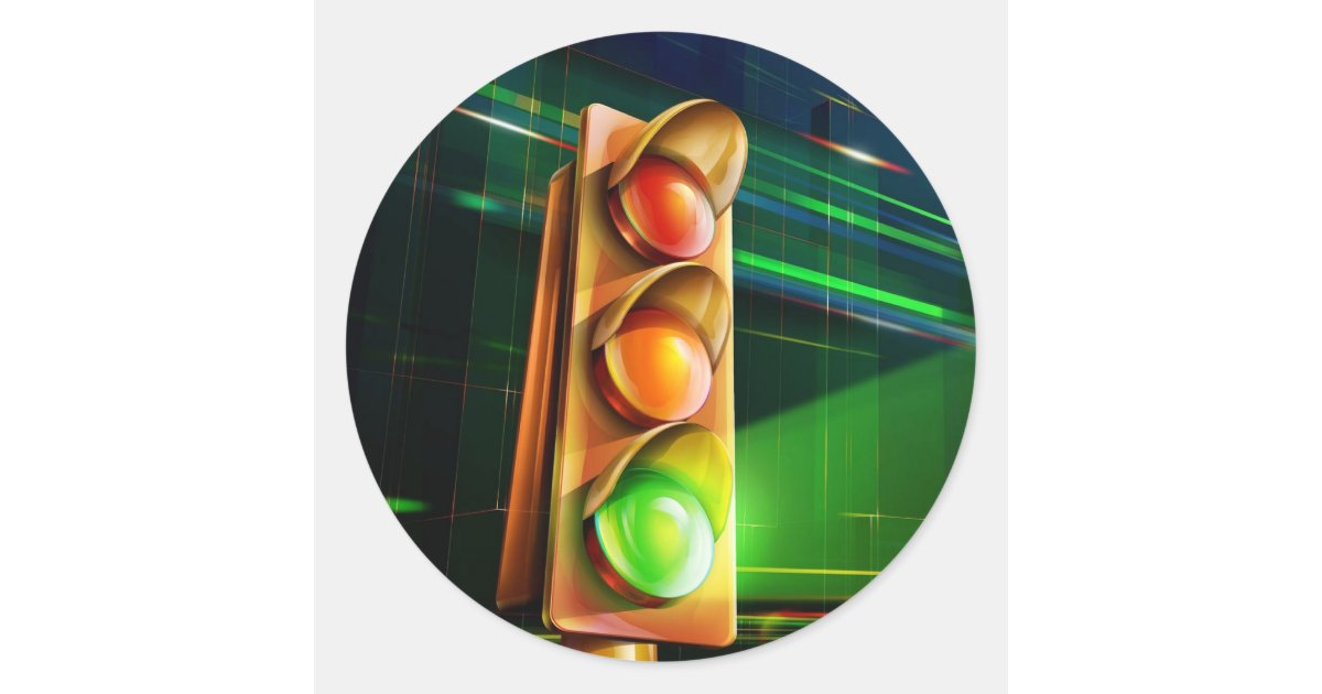 Traffic light - classic round sticker | Zazzle