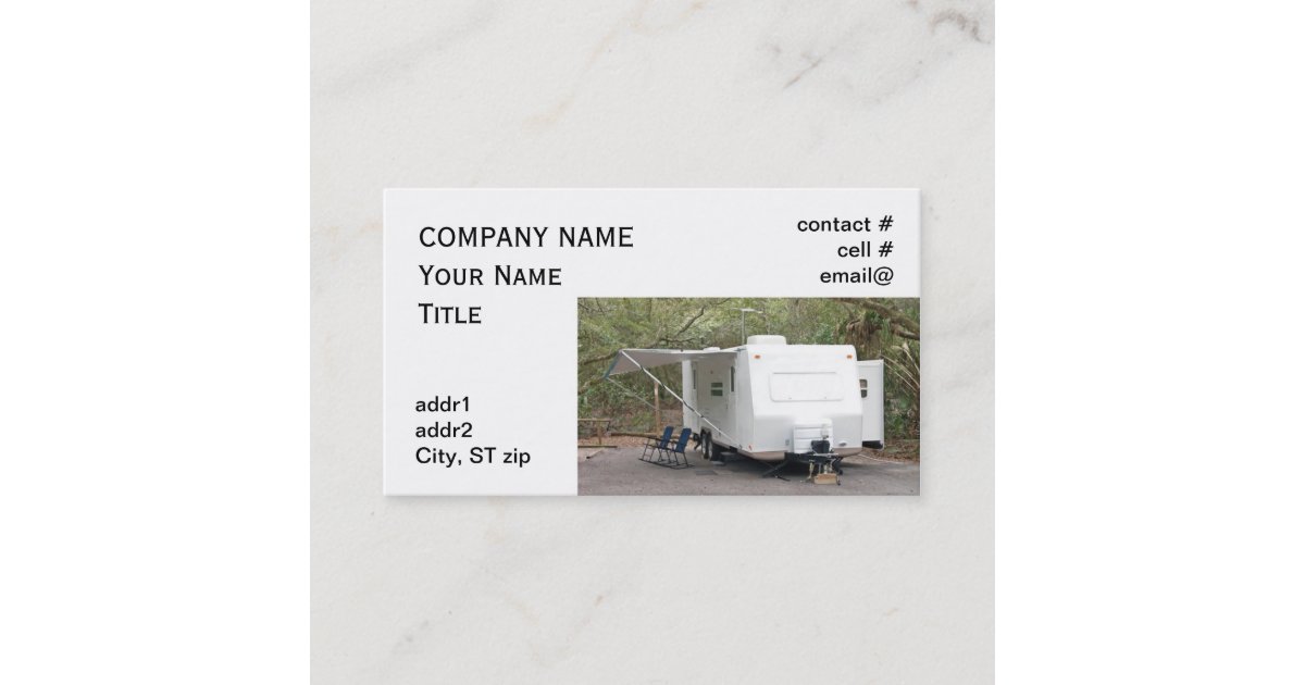 trailer camping business card | Zazzle