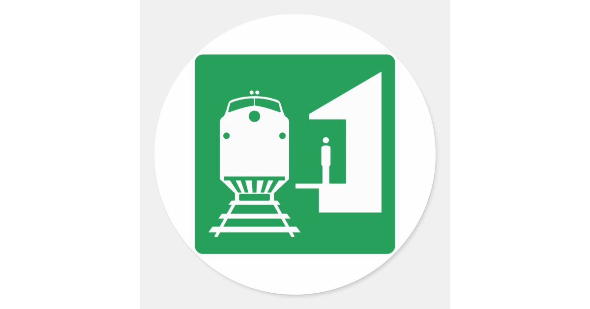 Train Station Highway Sign Classic Round Sticker | Zazzle
