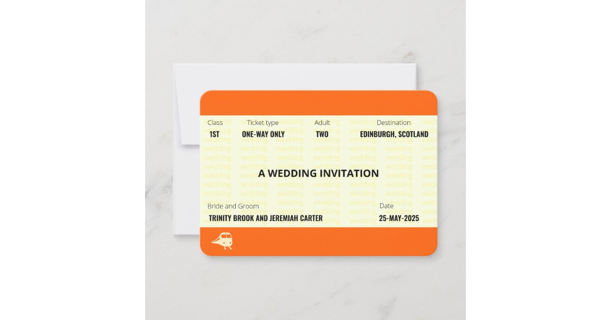 Train Ticket Inspired | Wedding Invitation | Zazzle