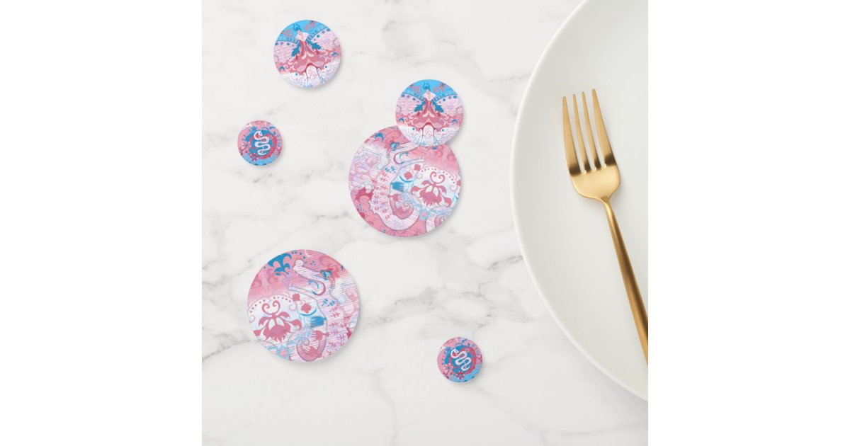 Transgender Dragon Damask - Trans Pride Flag Colou Confetti | Zazzle