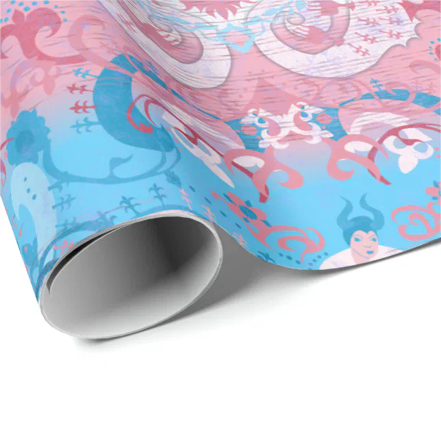 Transgender Dragon Damask - Trans Pride Flag Colou Wrapping Paper | Zazzle