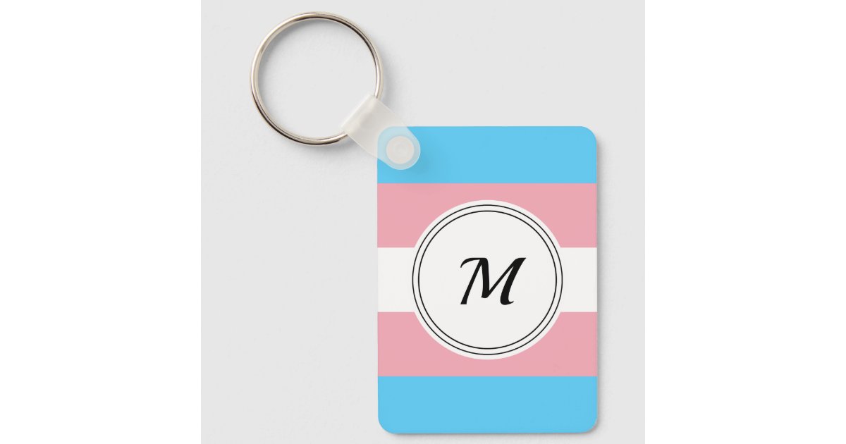 Transgender pride flag with a custom initial keych key ring | Zazzle