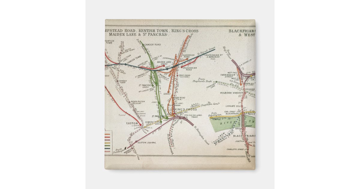 Transport map of London, c.1915 Magnet | Zazzle