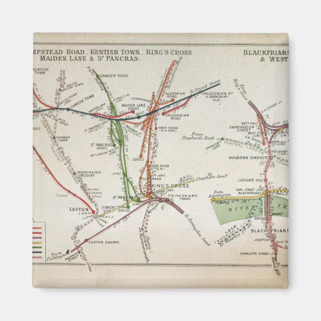 Transport map of London, c.1915 Magnet | Zazzle