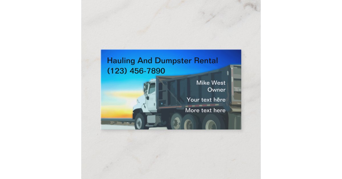 Trash Hauling And Dumpster Rental Business Card | Zazzle