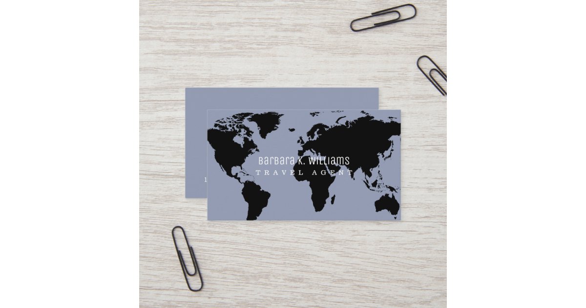 Travel Agent Business Cards with World Map | Zazzle