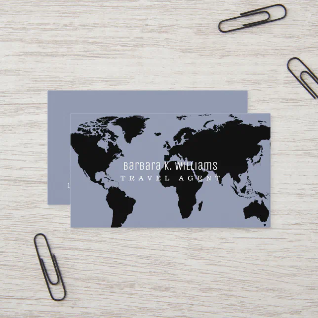 Travel Agent Business Cards with World Map | Zazzle