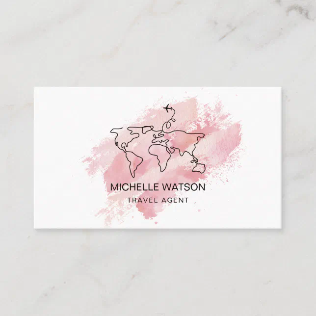 Travel Agent World Map Aeroplane Vacation Business Business Card | Zazzle