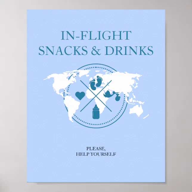 Travel Baby Shower In Flight Food Table Sign | Zazzle