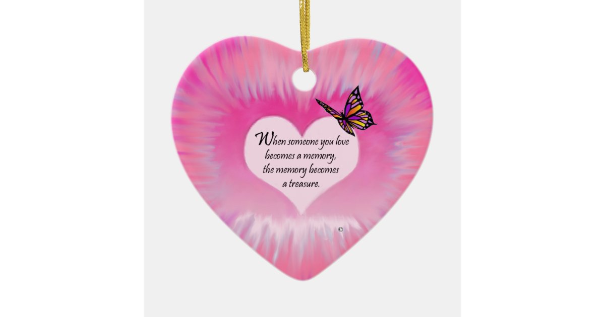 Treasured Memories Butterfly Poem Ceramic Tree Decoration | Zazzle